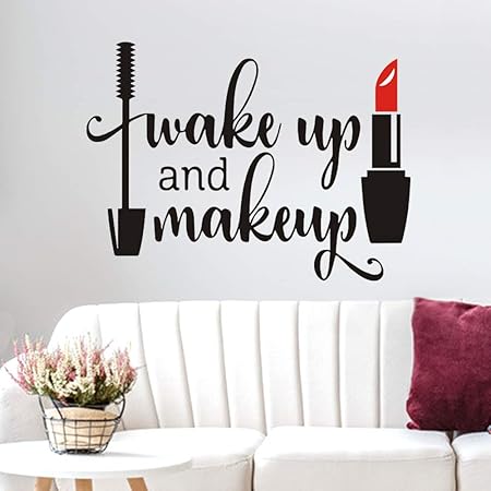 Amazon.com: SUPERDANT PVC Wall Stickers Wake Up Make Up Eyelash ...