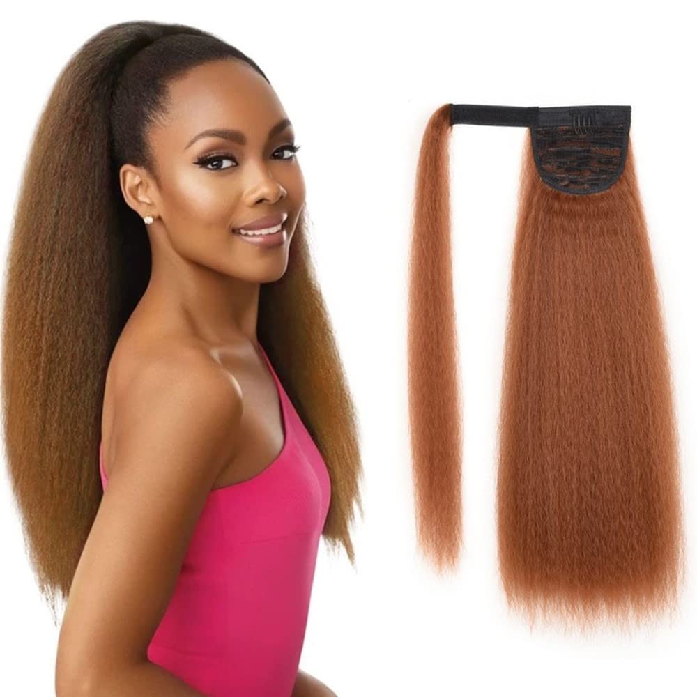 Amazon.com : 30 Inches Kinky Straight Ponytail Wrap Around Ponytail ...