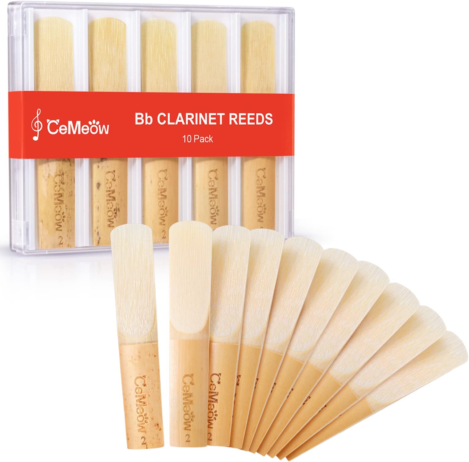 Amazon.com: 10-Pack Clarinet Reeds, Strength 2.0, Traditional B Flat ...