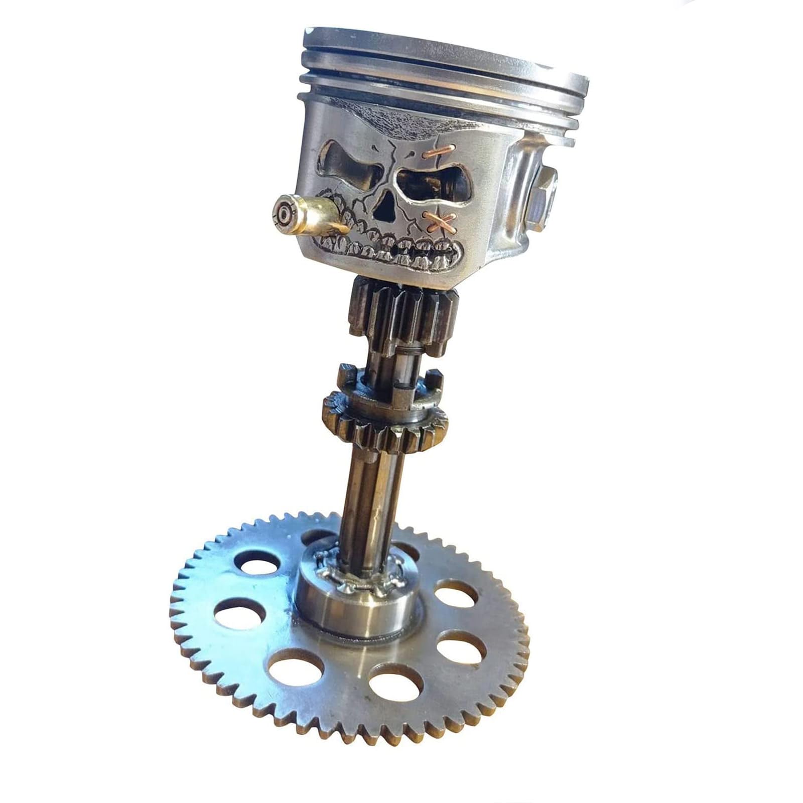 Amazon.com: RYAJK Carved Piston Skull Face Sculpture,Handmade Carving ...
