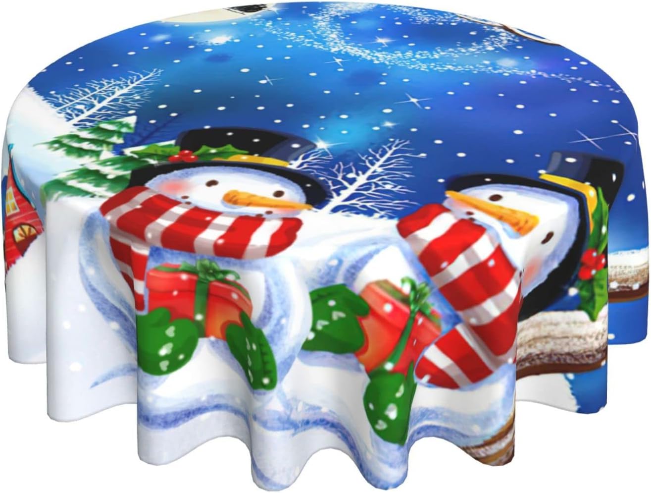 Amazon.com: Christmas Round Tablecloth 60 Inch Snowman Table Cloth for ...