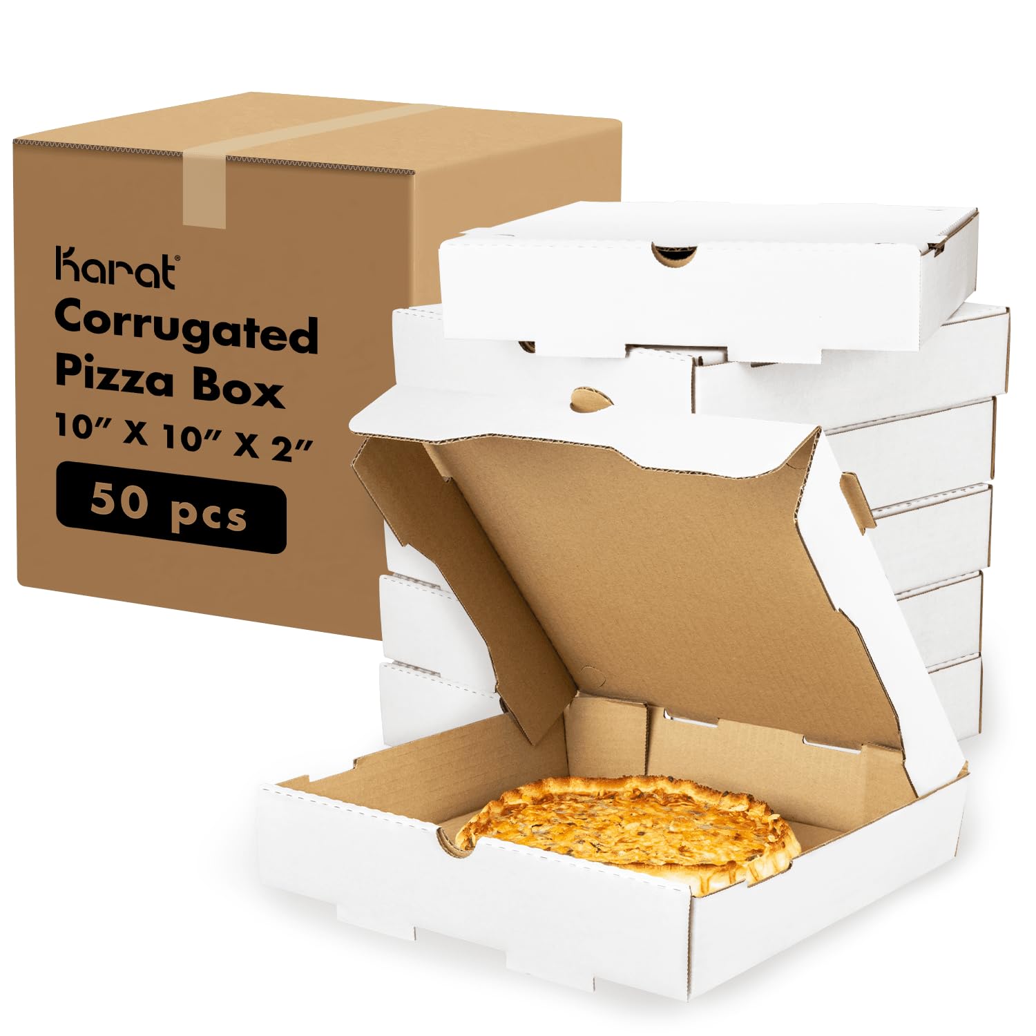 Amazon.com: Karat Pizza Boxes 10" x 10" [50 Pack] White Grease ...