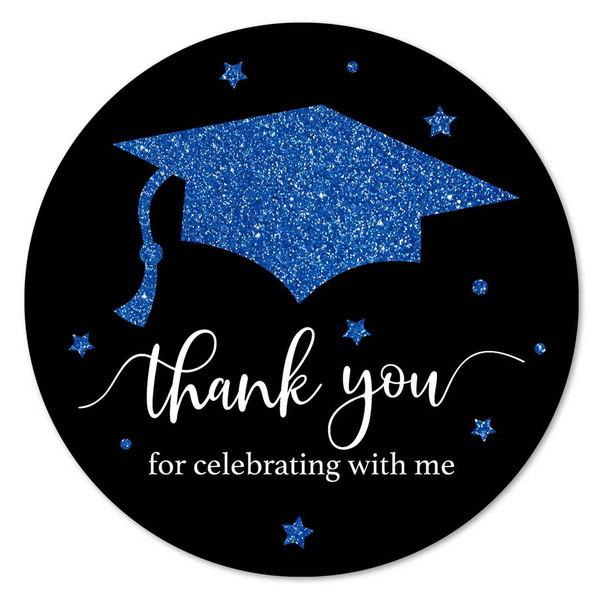 Amazon.com : Blue Black Graduation Thank You Stickers, Congrats Grad ...