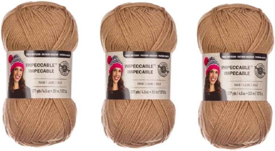 Amazon.com: Loops & Threads Impeccable Yarn Soft Taupe 4.5 Oz (3-Pack)