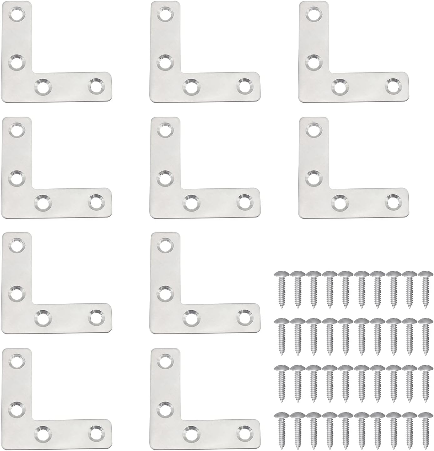 Yetaha 10pcs L Shaped Corner Brackets Stainless Steel Right Angle Flat ...