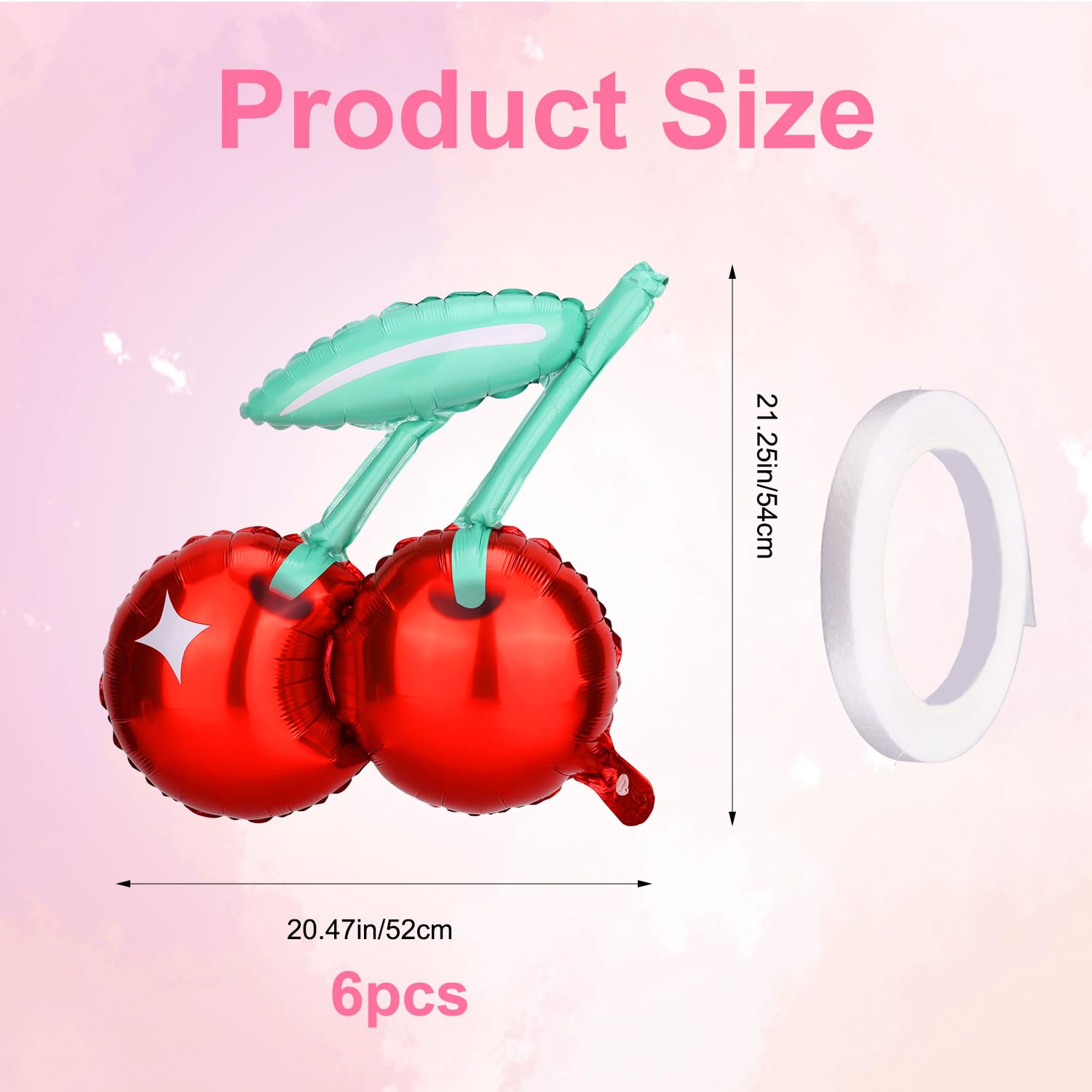Snapklik.com : 6pcs Cherry Balloons, Red Cherry Foil Balloons Fruit ...