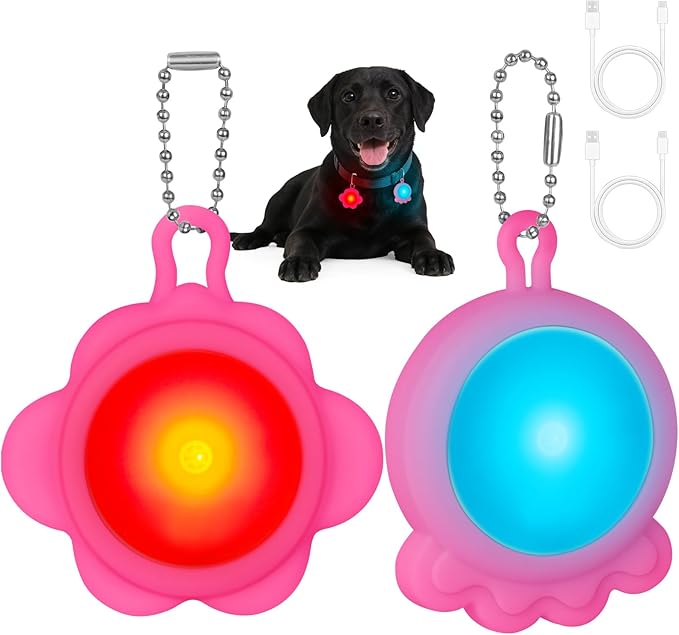 AUAUY 2-Pack Dog Lights for Night Walking, 4 Modes USB Rechargeable ...