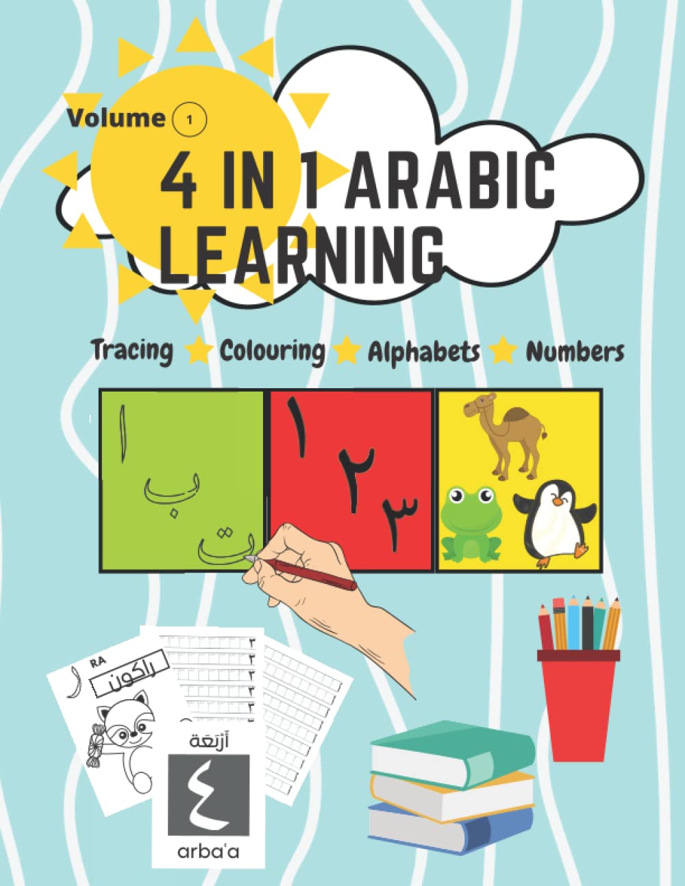 Buy 4 in 1 Arabic learning: 4 in 1 Tracing Coloring and Practicing ...