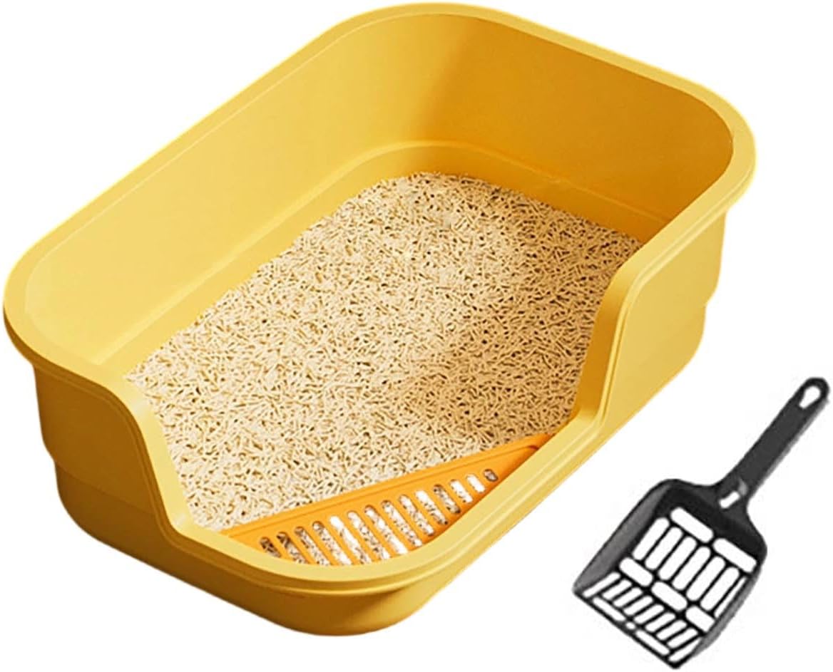 Semi Enclosed Cat Litter Box with High Sides, Low Entry Senior Litters ...