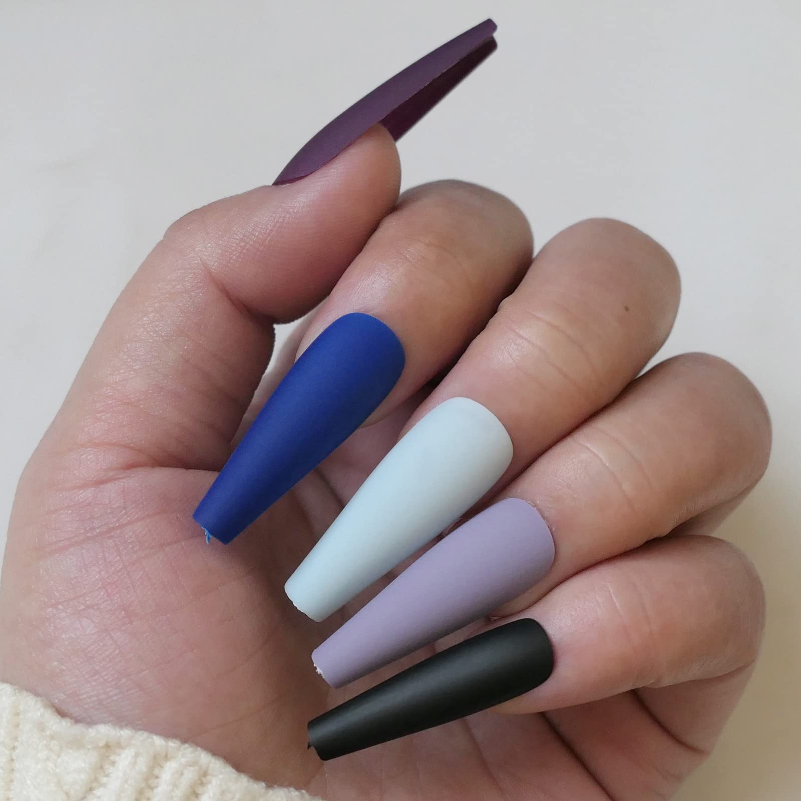 Matte Blue Stiletto Nails
