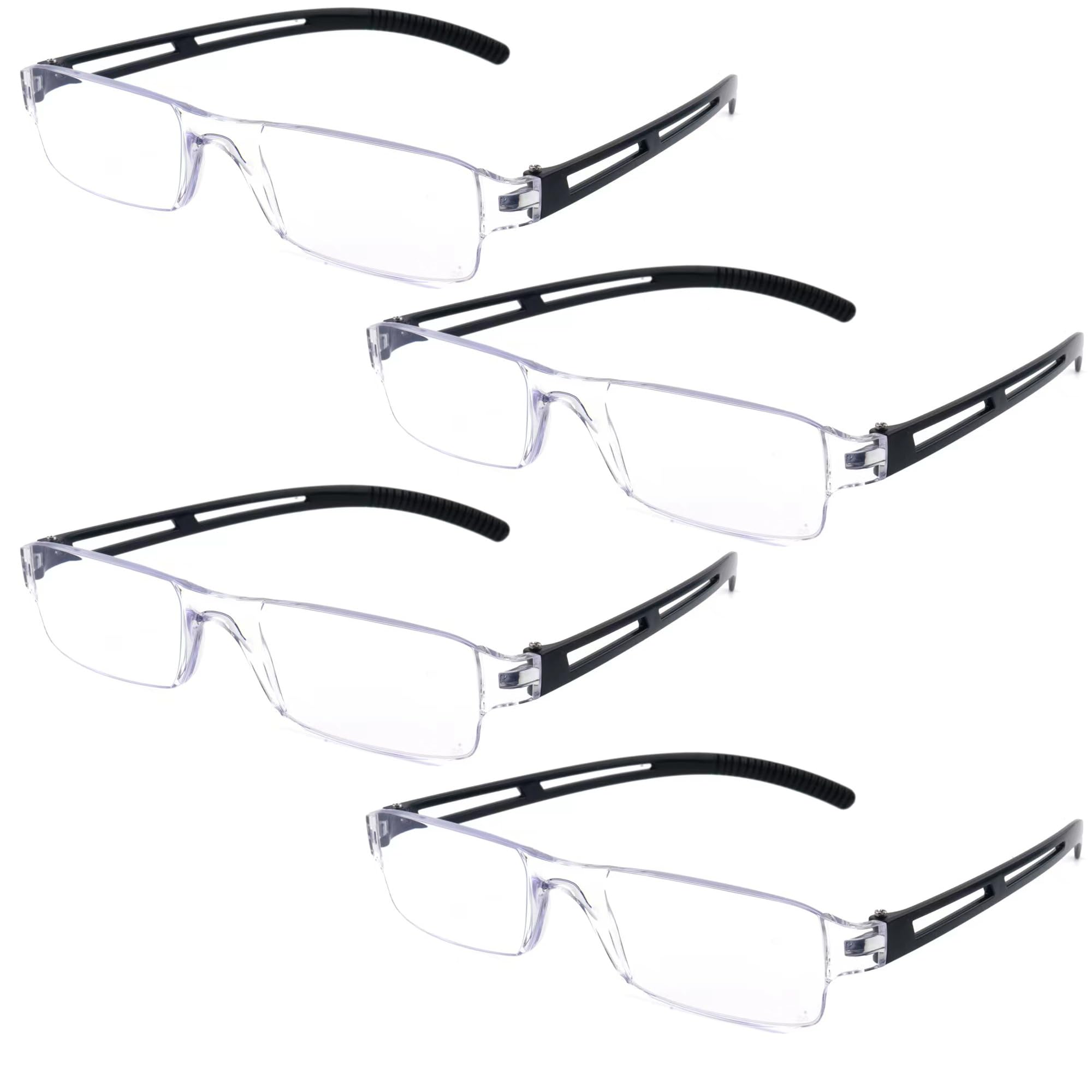 Amazon.com: Pack 4 Rimless Reading Glasses,Blue Light Clear Frames ...