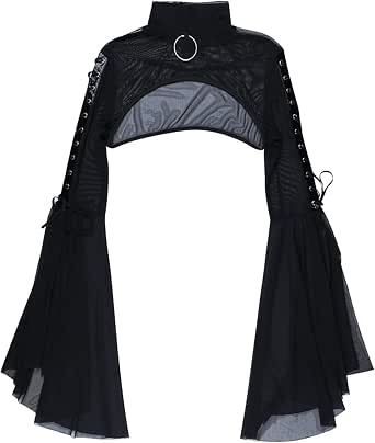 winying Women's Sheer Lace Boleros Shrugs Long Flared Sleeve Crop Top ...