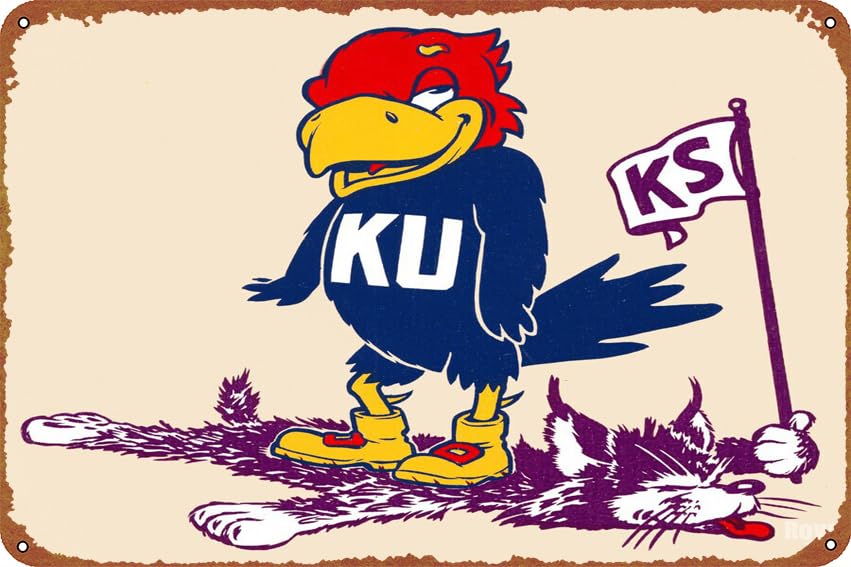 Snapklik.com : Fifties Kansas Jayhawk Cartoon Art Tin Poster, Ideal ...