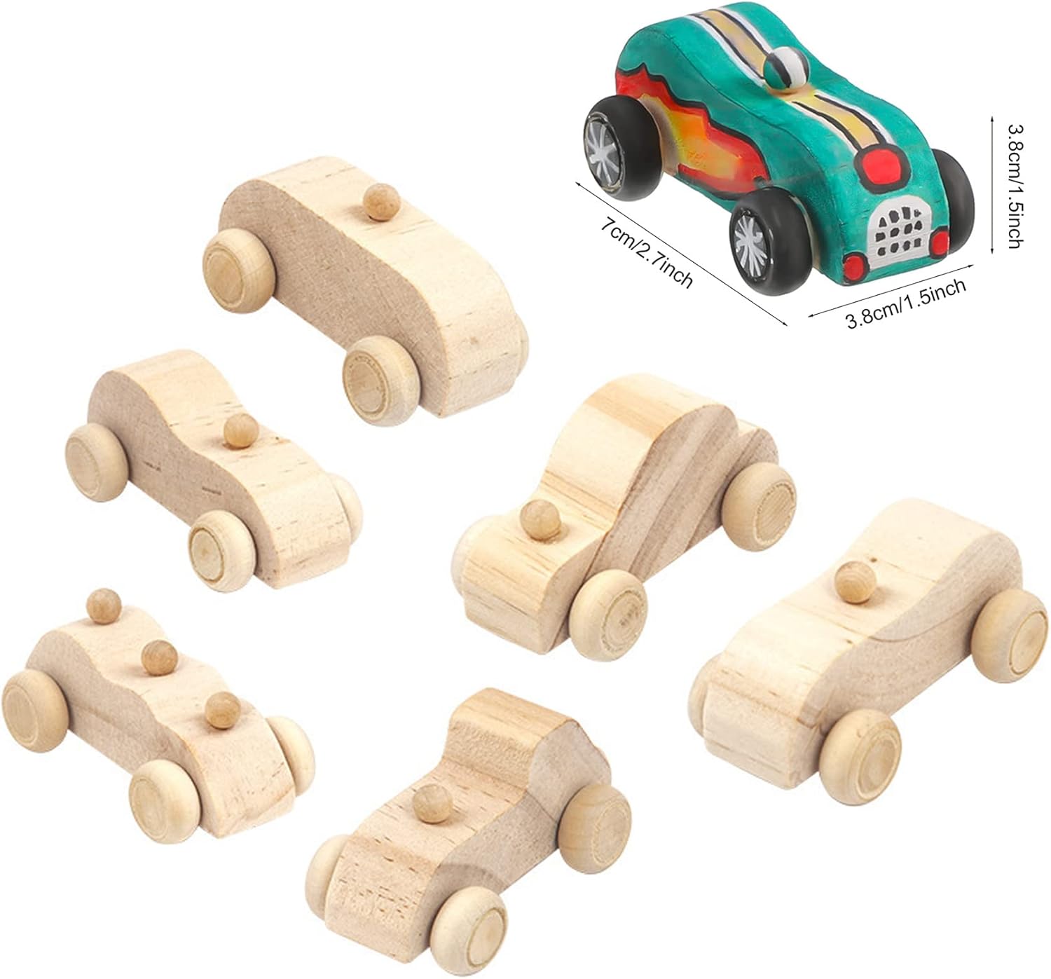 Allazone 12 PCS Wood DIY Car Unfinished Wooden Cars, Wooden Car Crafts ...