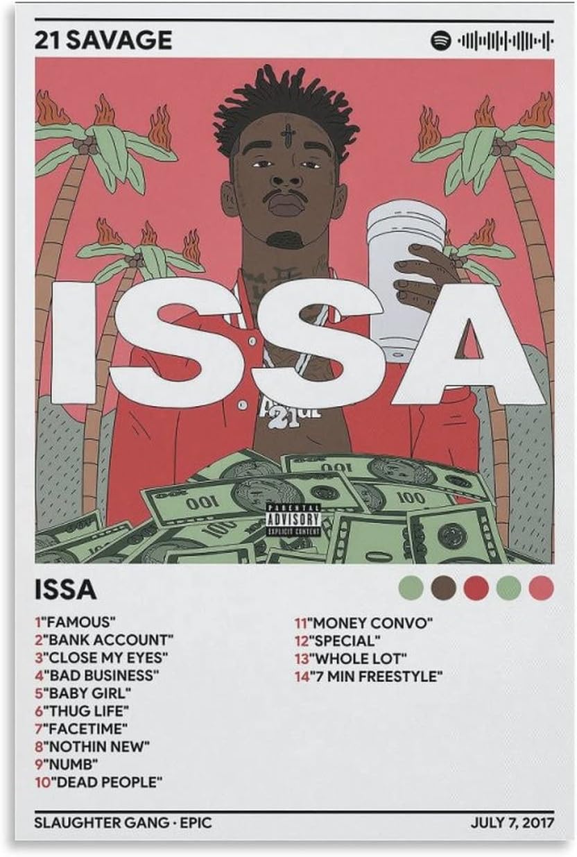 Amazon.com: TOFUTO 21 Savage - Issa Album Cover Canvas Poster Print ...