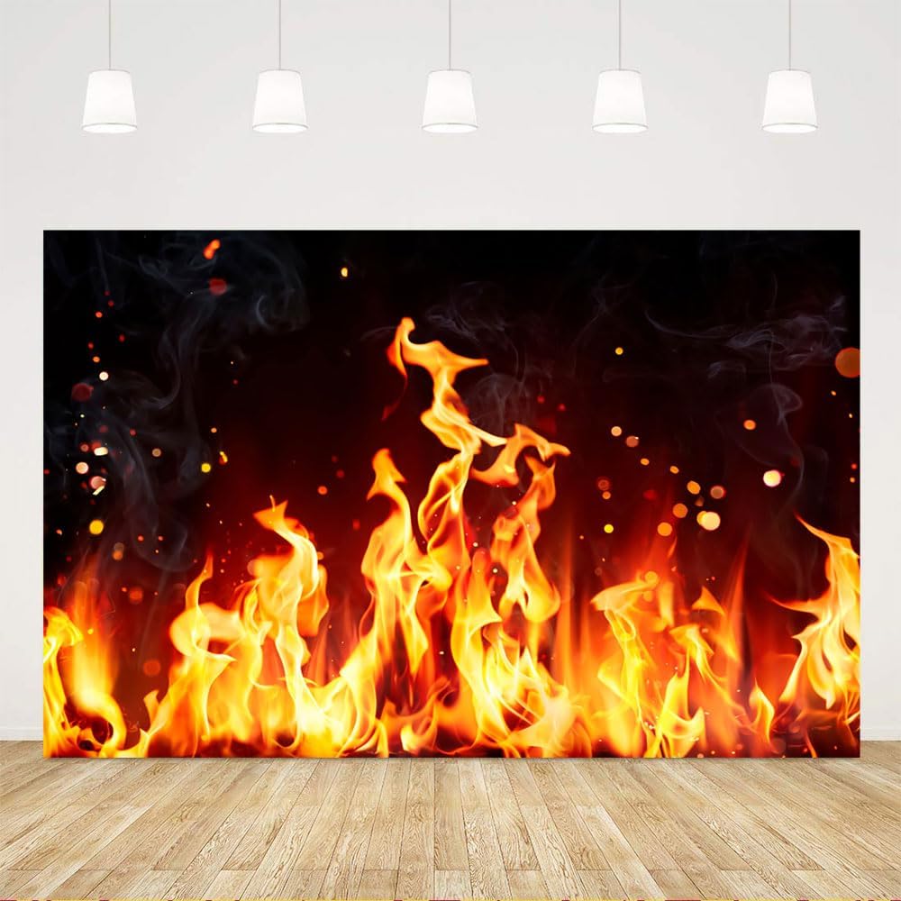 Amazon.com : BELECO 10x8ft Fabric Fire Flames Backdrop Raging Dancing ...