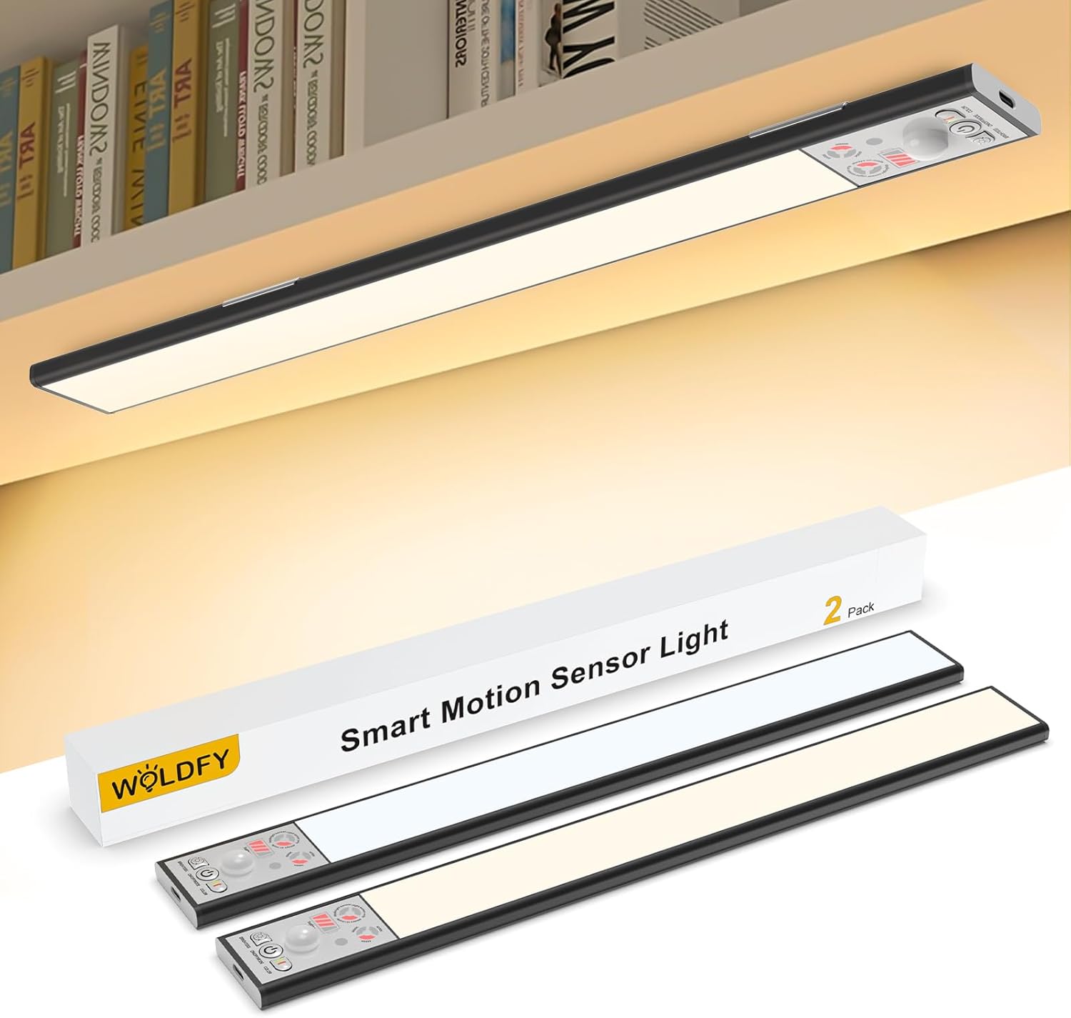 WOLDFY 3 Color Tempers Dimmable Under Cabinet Lights Wireless[2 Pack ...