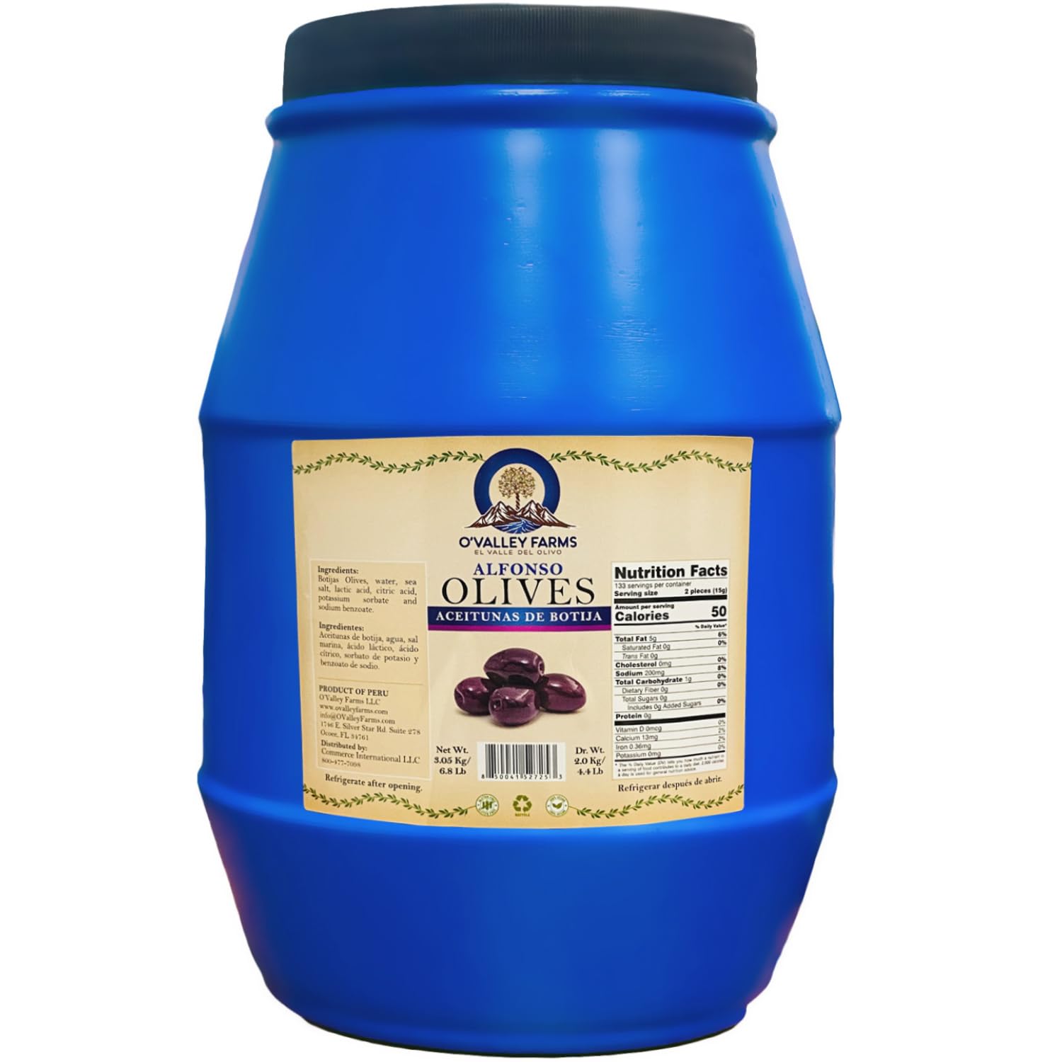 Amazon.com : O'Valley Farms - Peruvian Whole Alfonso Olives (Aceituna de Botija), Dr. Wt. 4.4 Lb ...