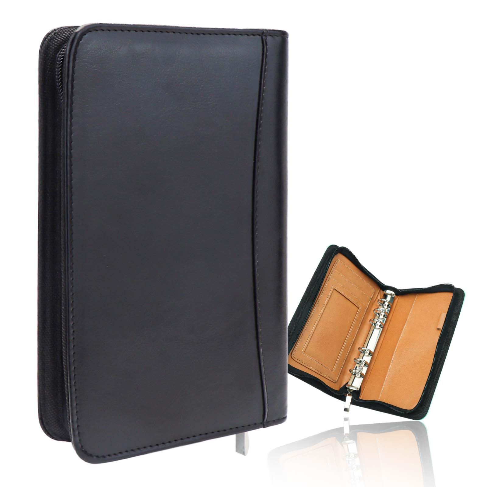 Amazon.com : Black A6 Budget Binder Zipper PU Leather Binders Cover ...