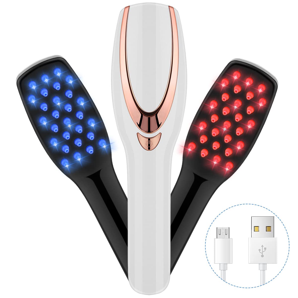 Hair Growth Laser Comb, 3-in-1 USB Rechargeable Anti Hair Loss ...