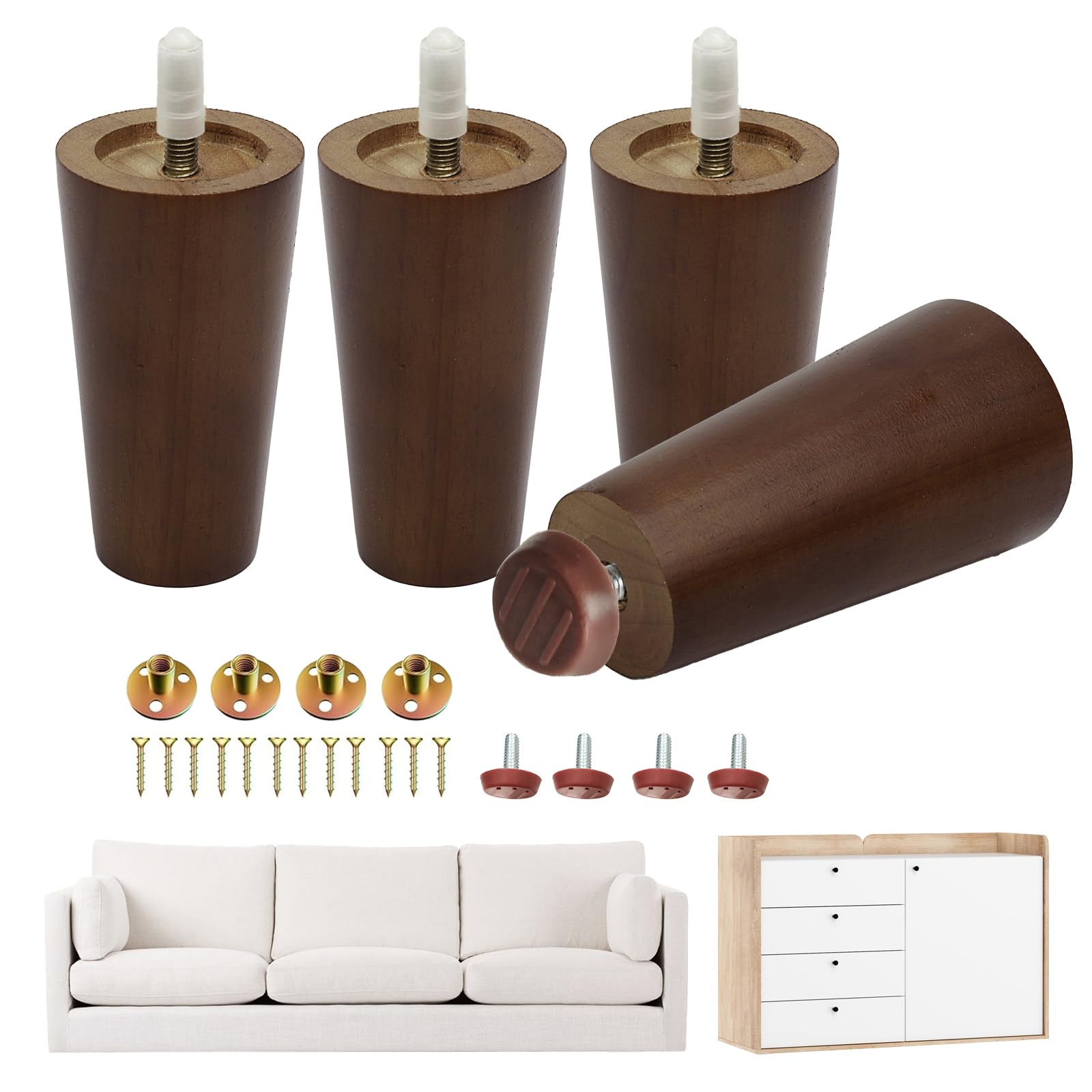 Amazon.com: bahilok Solid Wood Furniture Legs Set of 4 - Heavy Duty 800 ...