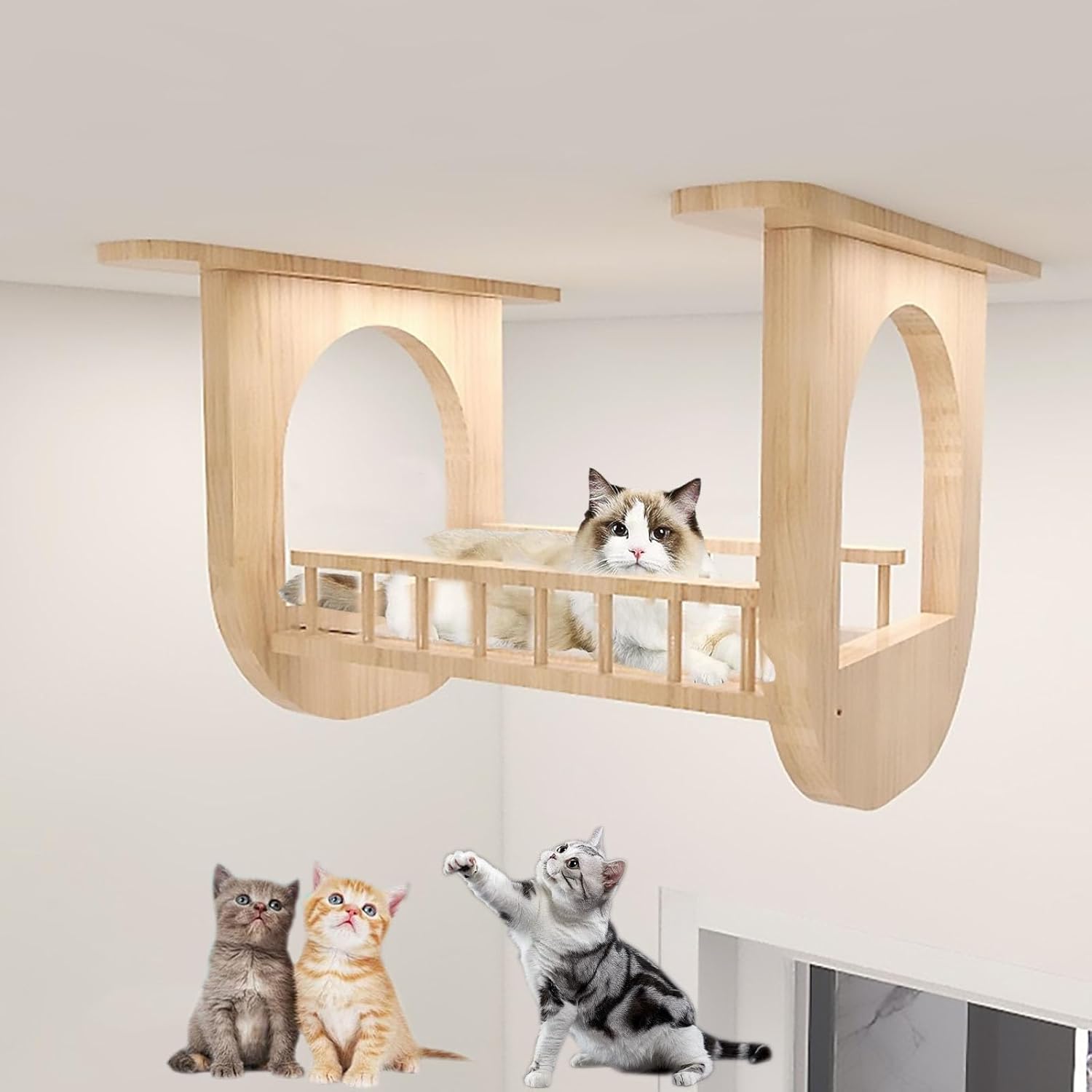 Amazon.co.jp: Catwalk, Wall Mounted Cat Step, Indoor Cat Wall Shelf and ...
