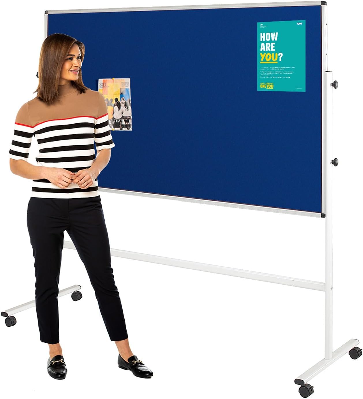 Wonderwall Height Adjustable Mobile Blue Noticeboard | Double-Sided ...