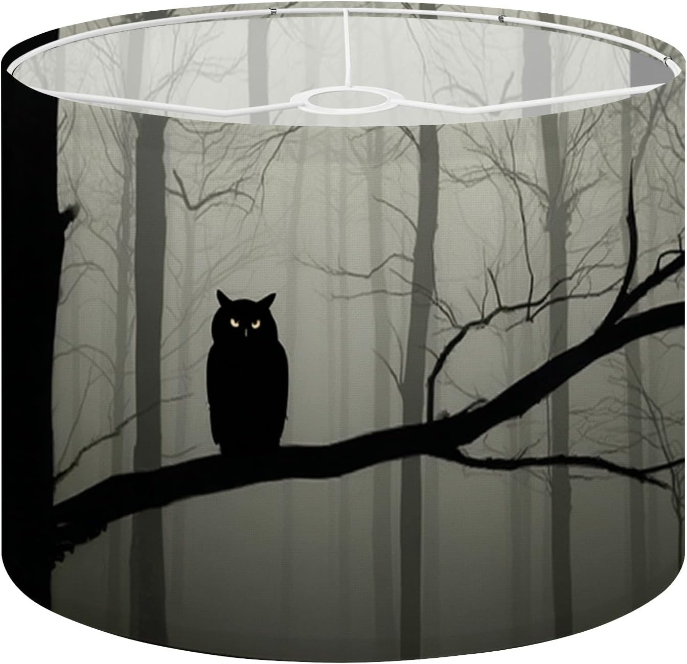 Lampshades Lamp Shades 11"x11"x9" Silhouette an owl misty woods Light ...