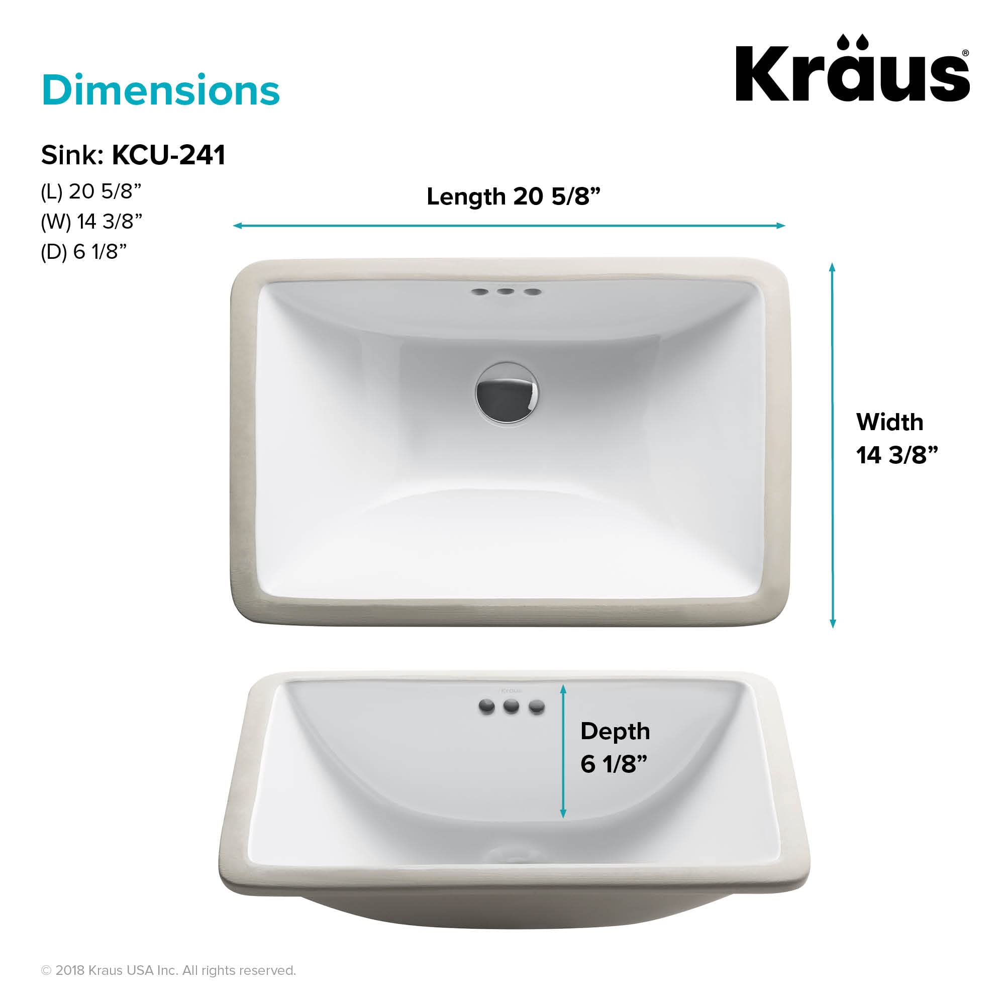 Snapklik.com : KRAUS Elavo 21-inch Rectangular Undermount White ...