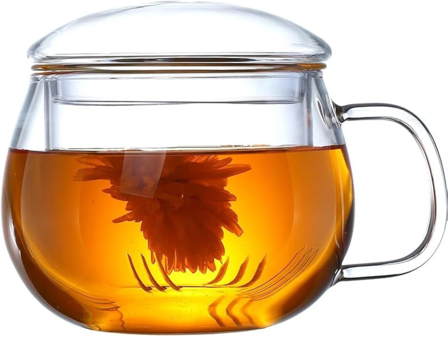 Amazon.com: Tosnail 2 Pack 13 Ounce Glass Tea Cup with Lid and Tea ...