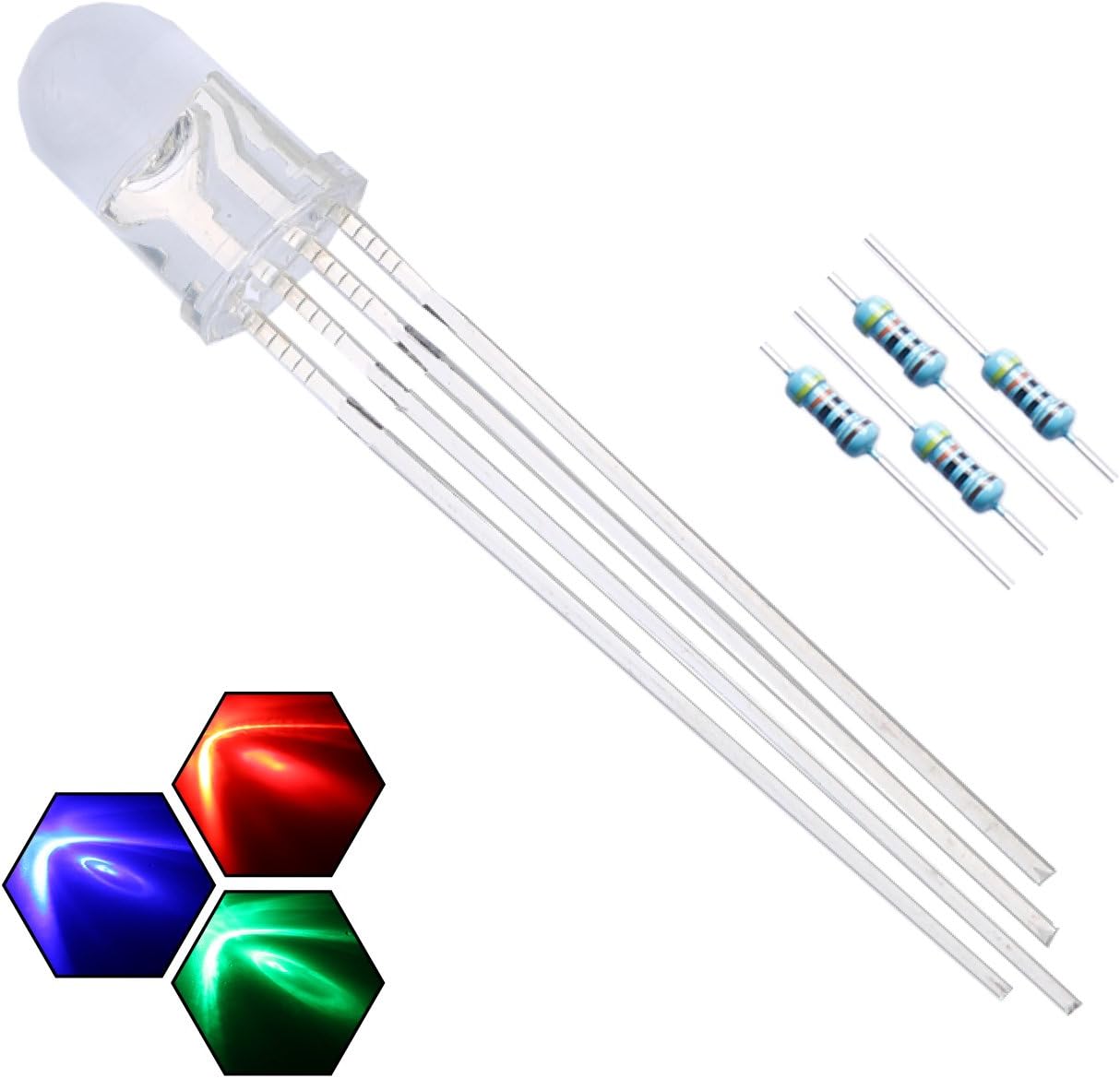 Amazon.com: EDGELEC 100pcs 5mm RGB Tri-Color (Red Green Blue Multicolor ...