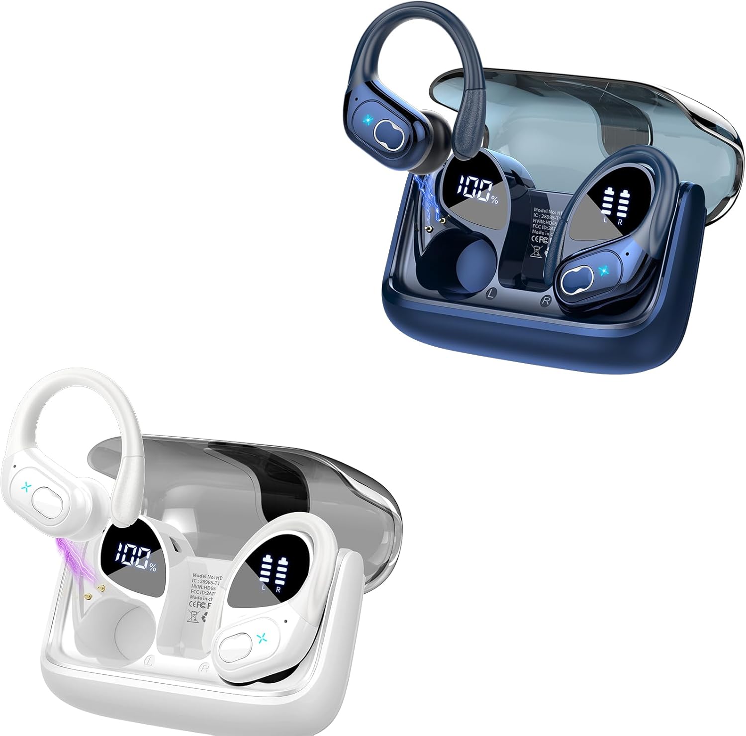 Amazon.com: Aptkdoe 2 Sets Wireless Earbuds Sport, Bluetooth 5.4 Over ...