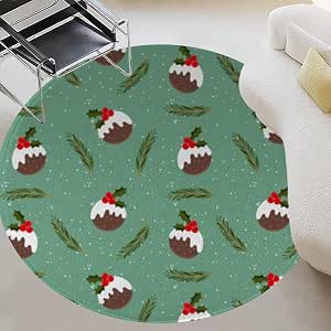 Amazon.com: Small Round Area Rug 3ft Christmas Pudding Christmas ...
