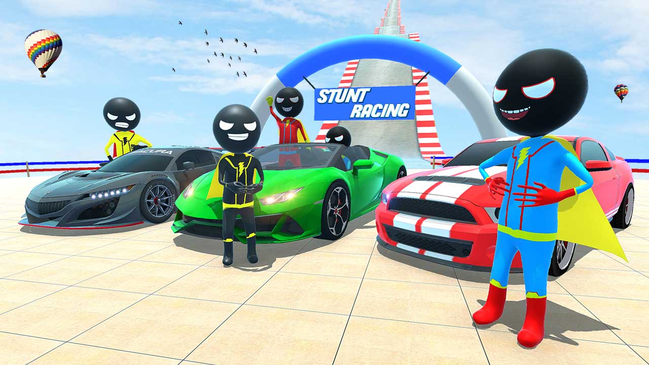 Stickman Extreme Car Stunt Games 3D, Impossible Mega Ramp Car Racing ...