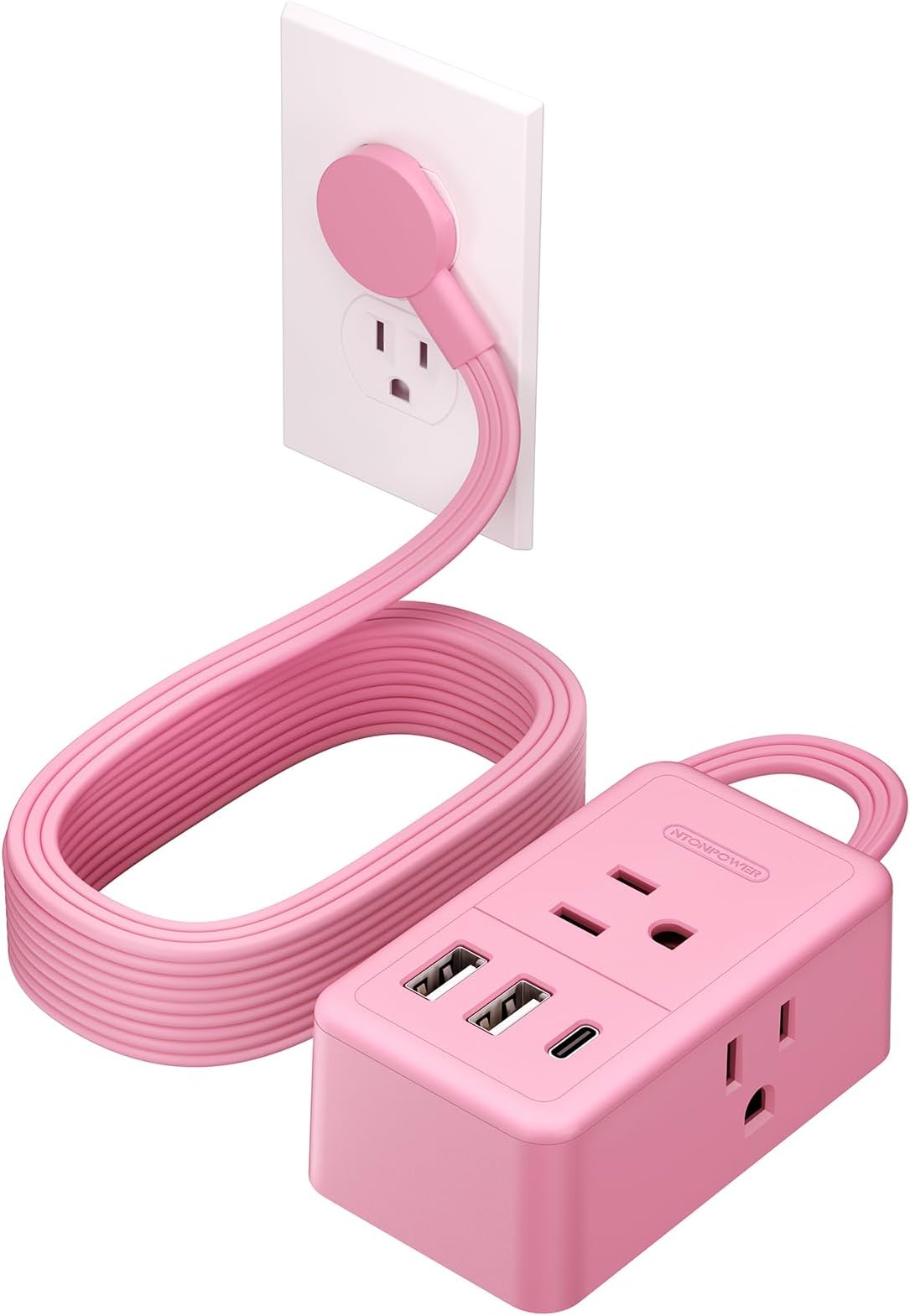 Amazon.com: NTONPOWER Pink Extension Cord 10 ft, Pink Power Strip ...