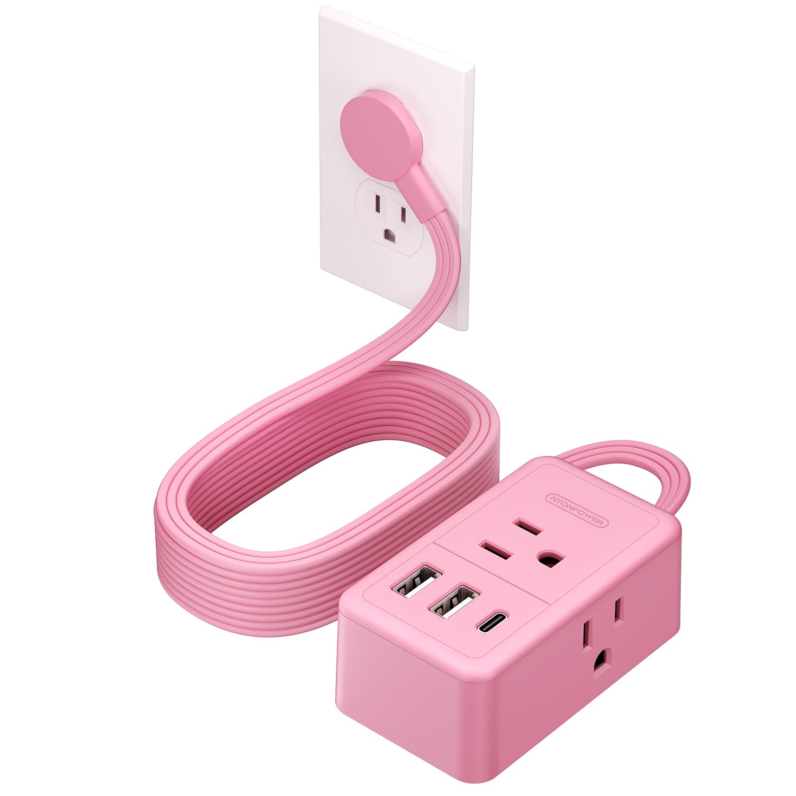 Amazon.com: NTONPOWER Pink Extension Cord 10 ft, Pink Power Strip ...