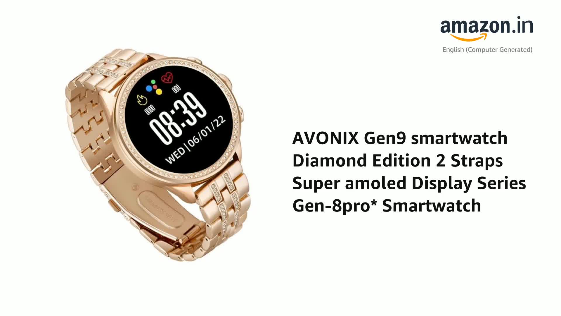 Watch AVONIX Gen9 smartwatch Diamond Edition 2 Straps Super amoled ...