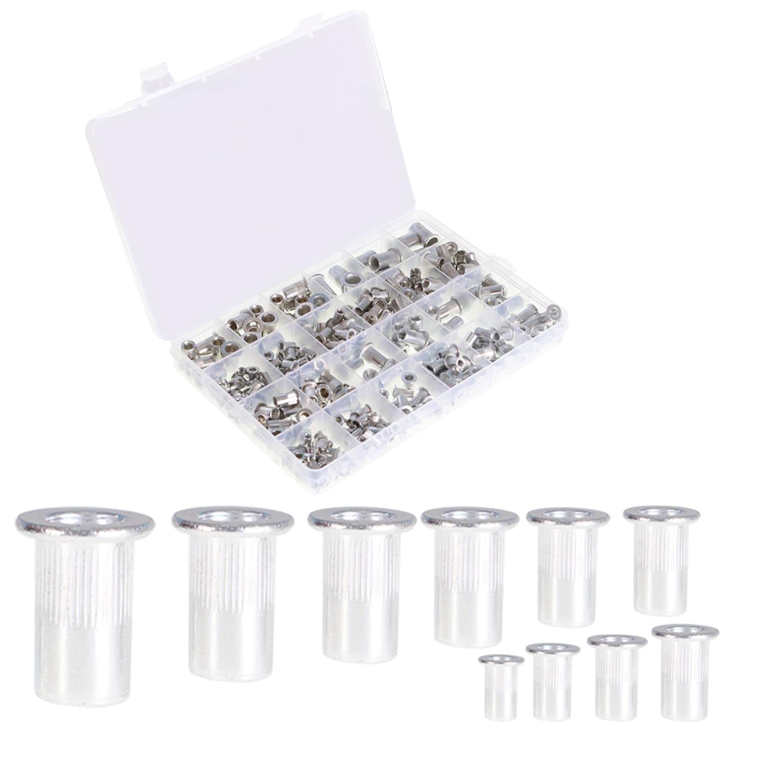 raseparter Flat Head Threaded Rivet Nuts, 300 Piece Threaded Insert ...