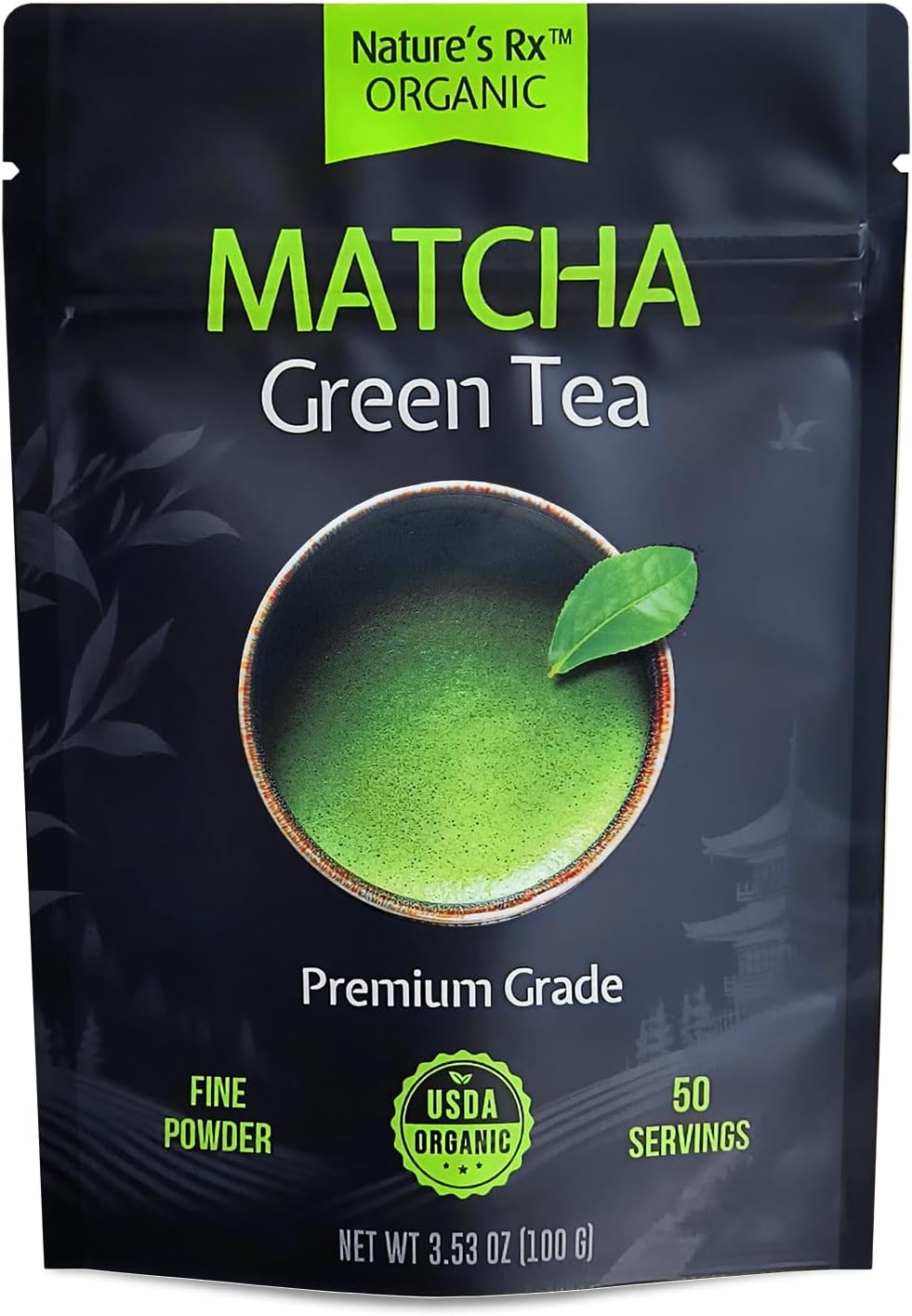 Amazon.com: Natures Rx Organic Matcha Tea Powder Premium Grade 100g ...