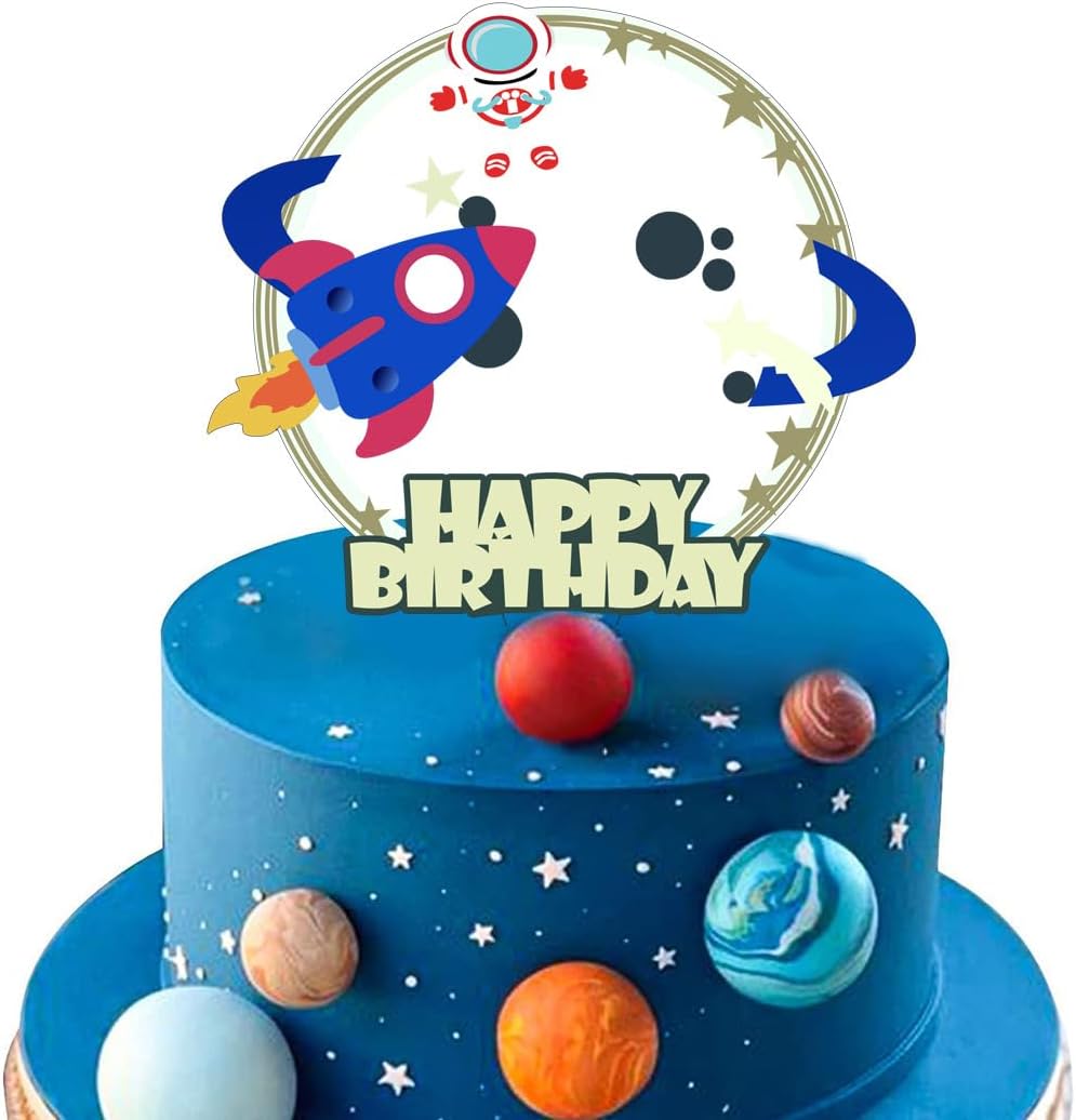 VGRDTM Space Cake Toppers, Space Themed Party Decorations, Astronaut ...