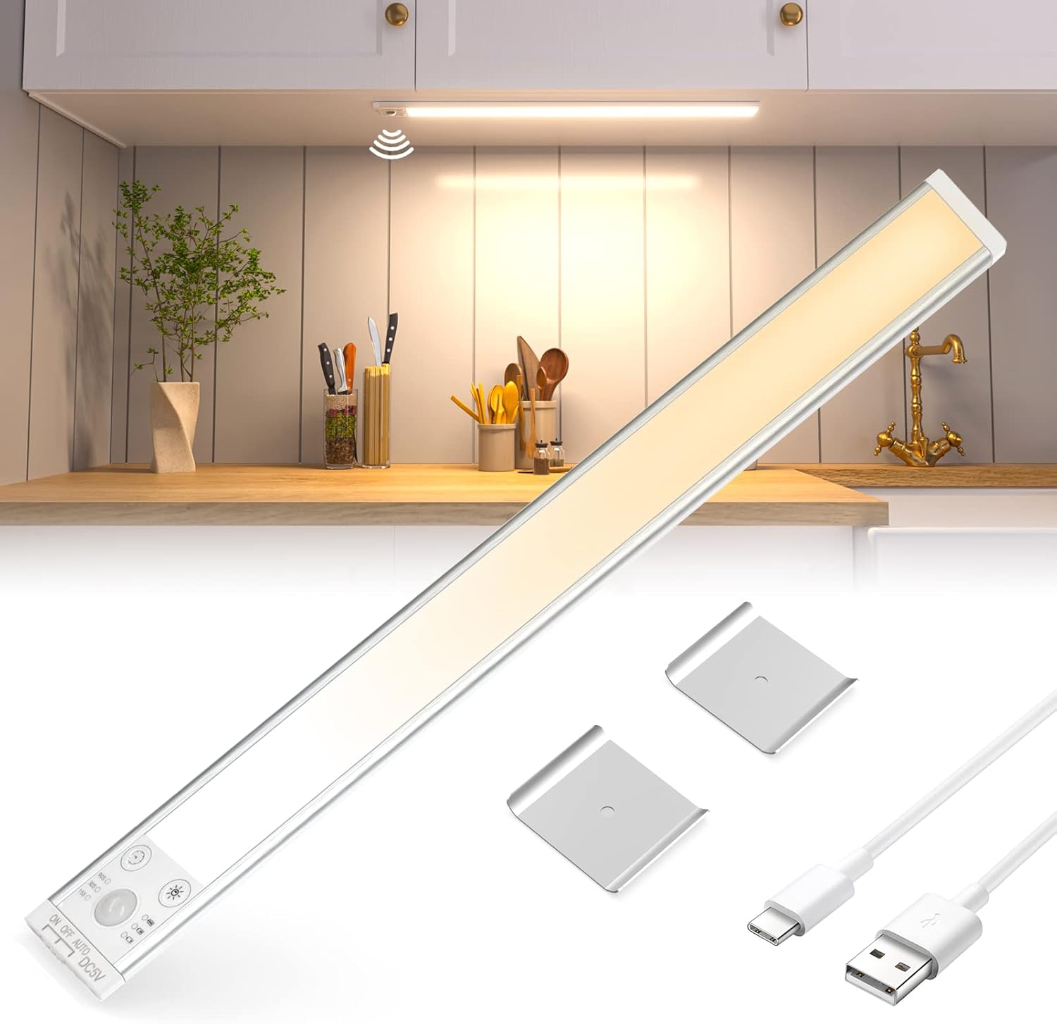 wobsion 40CM LED Unterbauleuchte Küche Ohne kabel Dimmbar,138 Leds ...