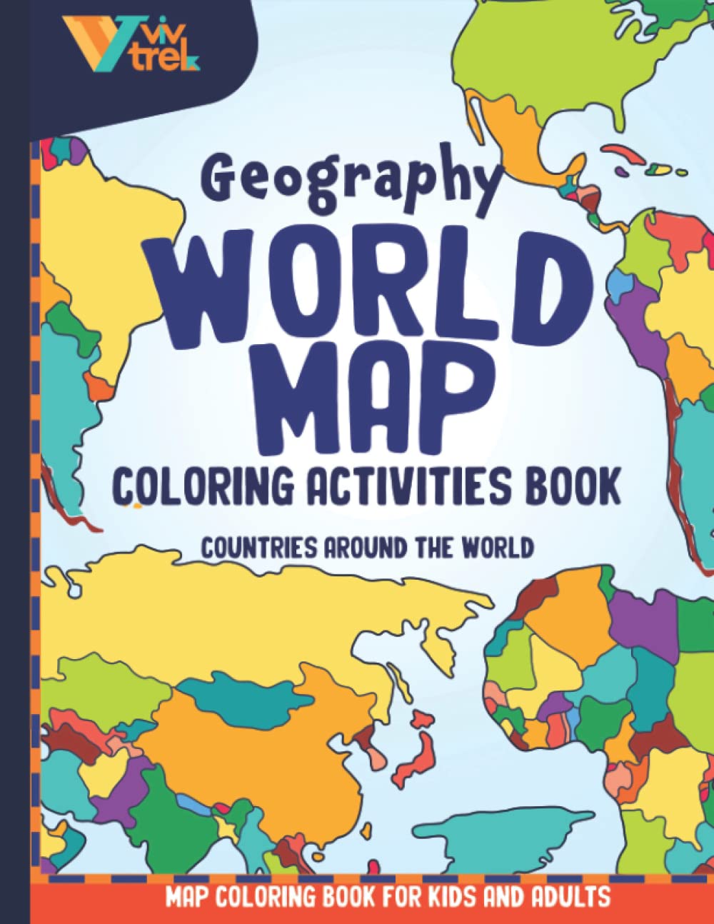Geography World Map Coloring Activities Book Countries Around The World ...