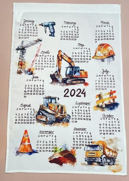 Amazon.com: Construction illustrated 2024 Calendar Towel, Linen ...