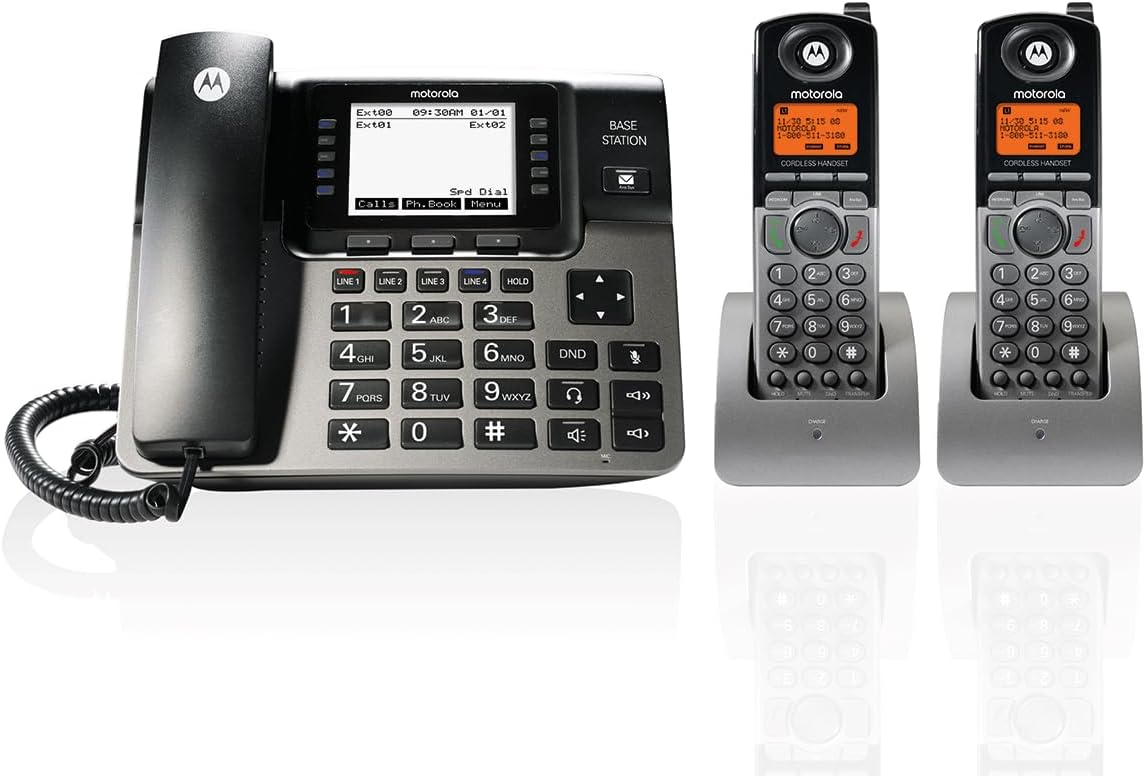Amazon.com: Motorola 4 line Phone System Bundle, 2 Additional Cordless ...