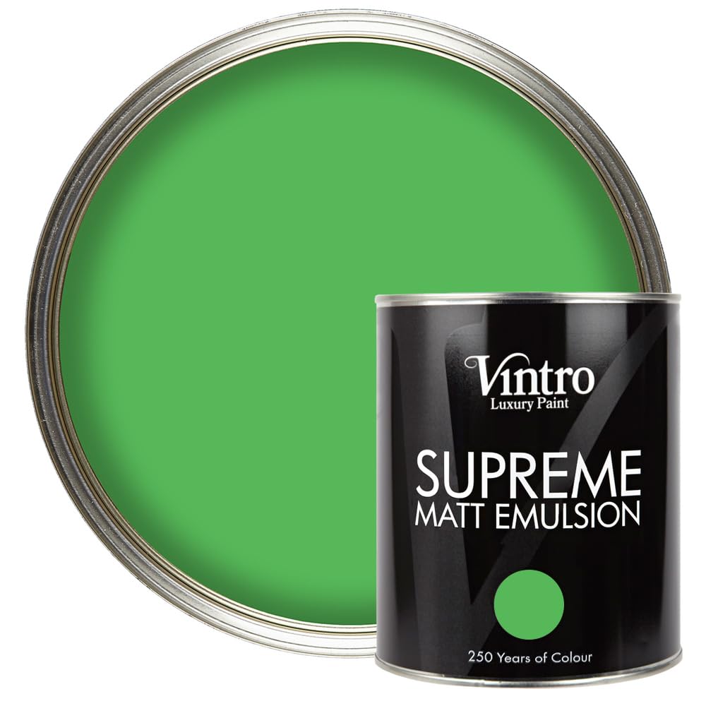 Vintro | Luxury Matt Emulsion | Bright Green | Smooth Chalky Finish ...