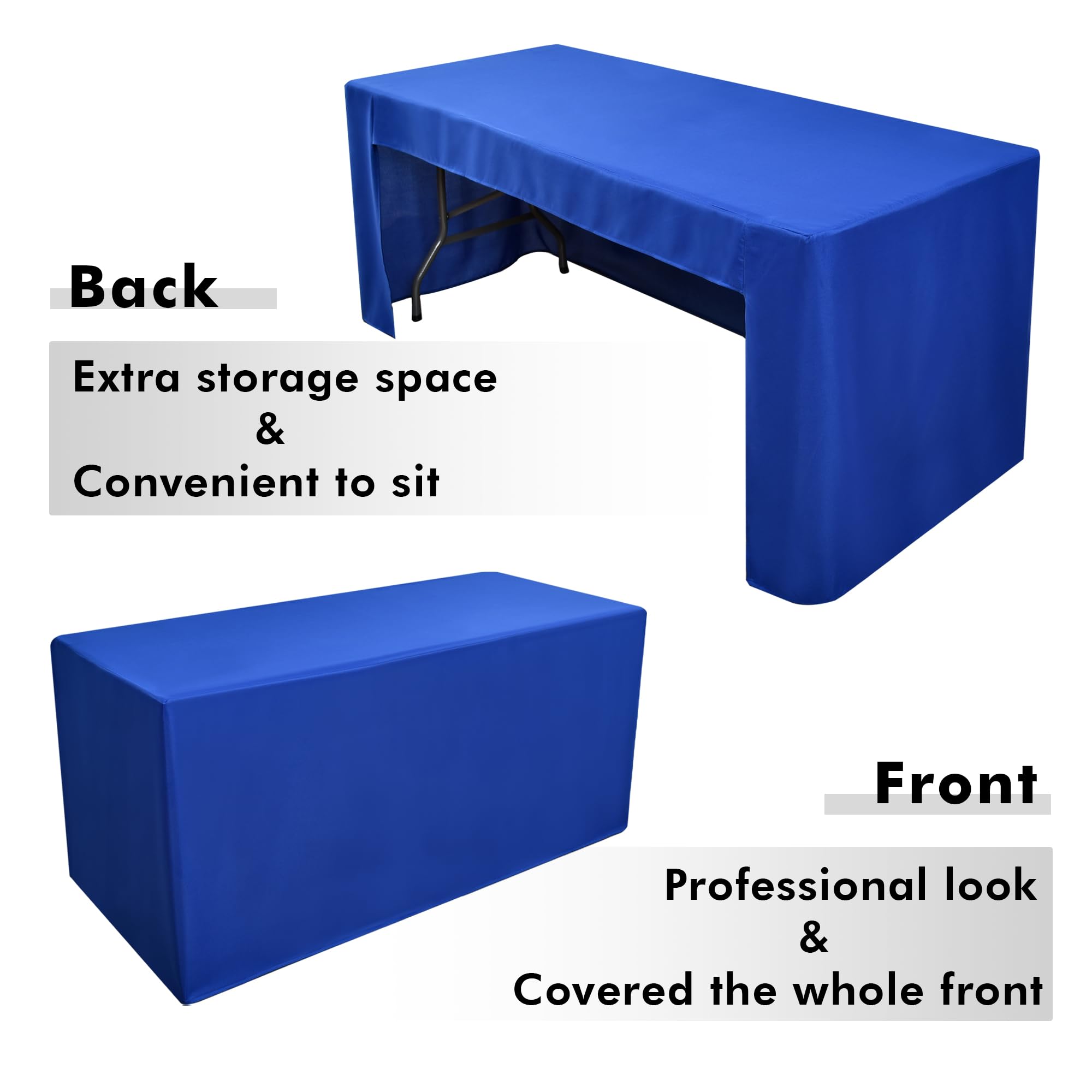 Nasitos 2 Pack Royal Blue 6ft Table Cloth Fitted-Open Back Folding ...