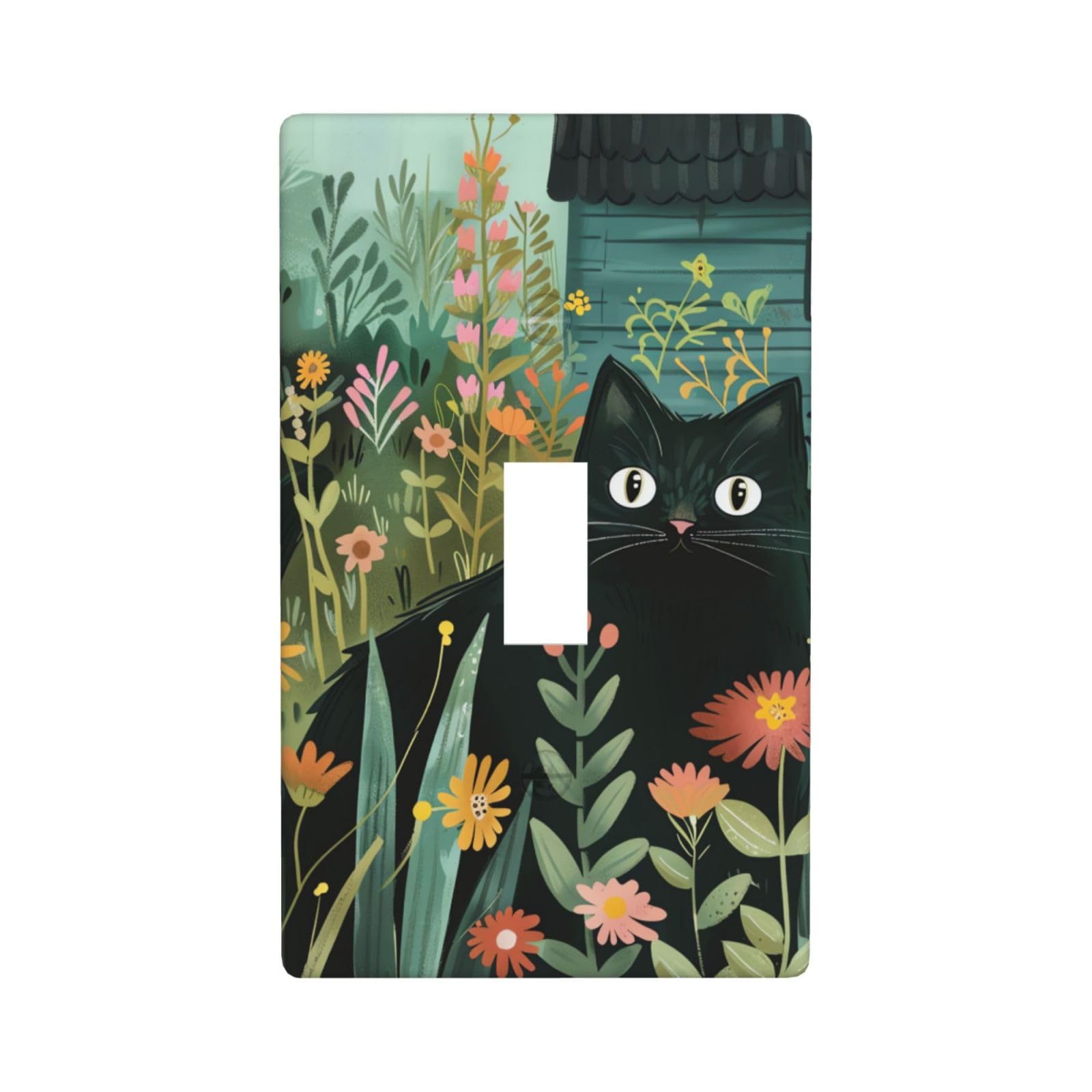 Cute Cat Floral Light Switch Cover Plates Decorative Single Toggle Wall ...