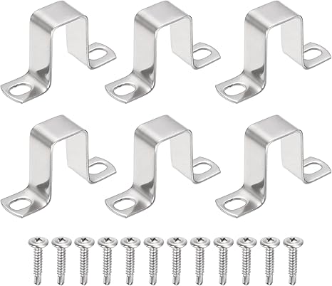 sourcing map 6Pcs U Shape Square Tube Clamp, 25x50mm U Shaped Bracket ...