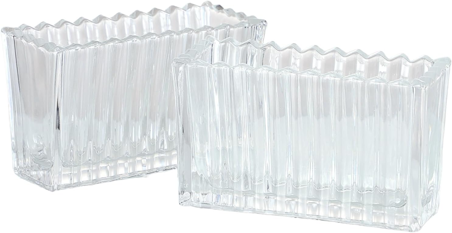 Amazon.com: 7.5 Inch Modern Clear Glass Rectangle Block Vase ...