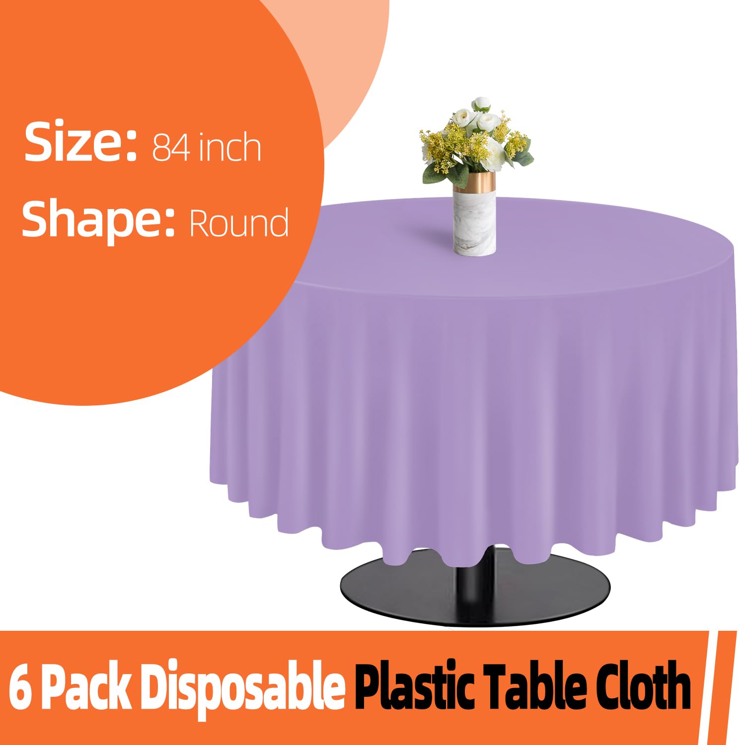 Snapklik.com : Tujol Lavender 6 Pack Plastic Table Cloth 84"